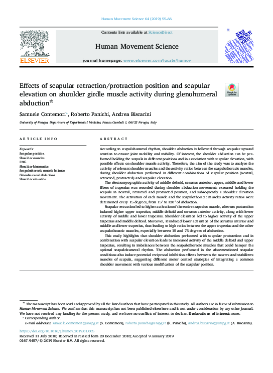 (PDF) Effects of scapular retraction/protraction position and scapular ...
