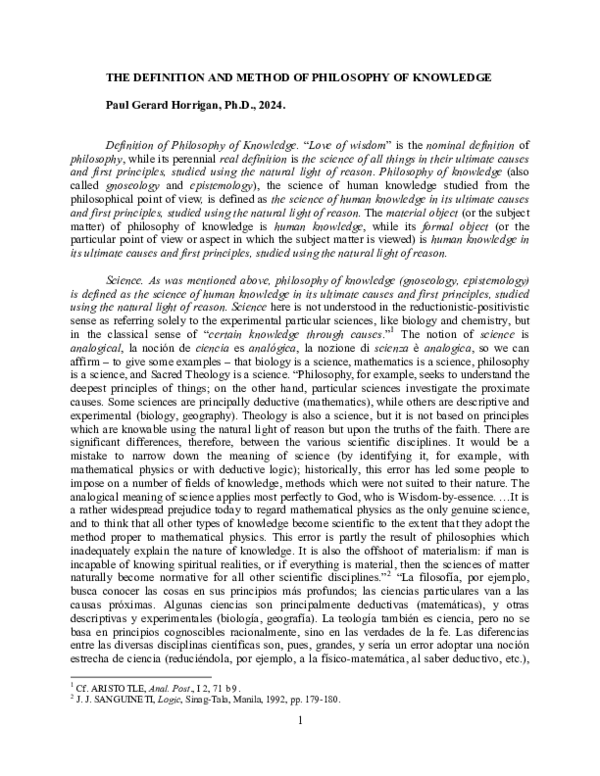 (PDF) The Definition and Method of Philosophy of Knowledge