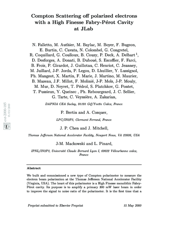 (PDF) Compton scattering off polarized electrons with a high-finesse ...