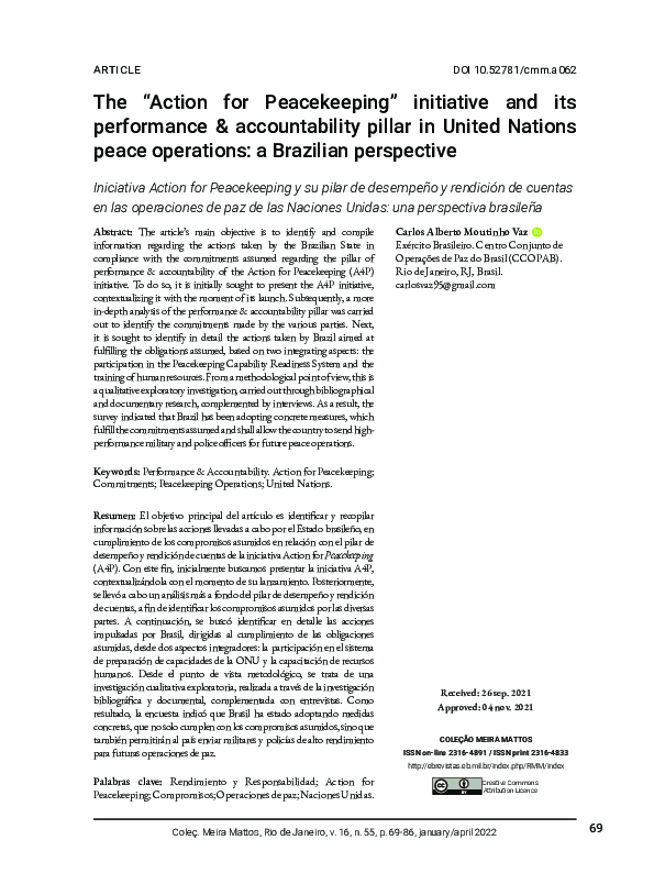 (PDF) The “Action for Peacekeeping” initiative and its performance ...