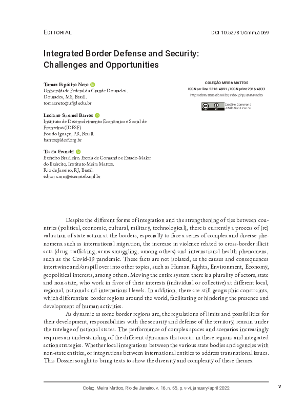 (PDF) Integrated Border Defense and Security: Challenges and Opportunities
