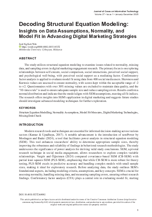 (PDF) Decoding Structural Equation Modeling: Insights on Data Assumptions, Normality, and Model ...