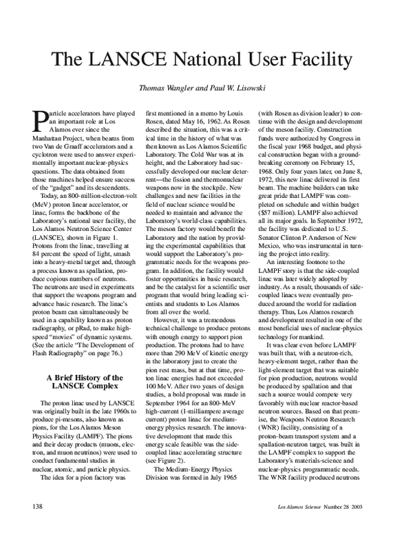 (PDF) The LANSCE National User Facility