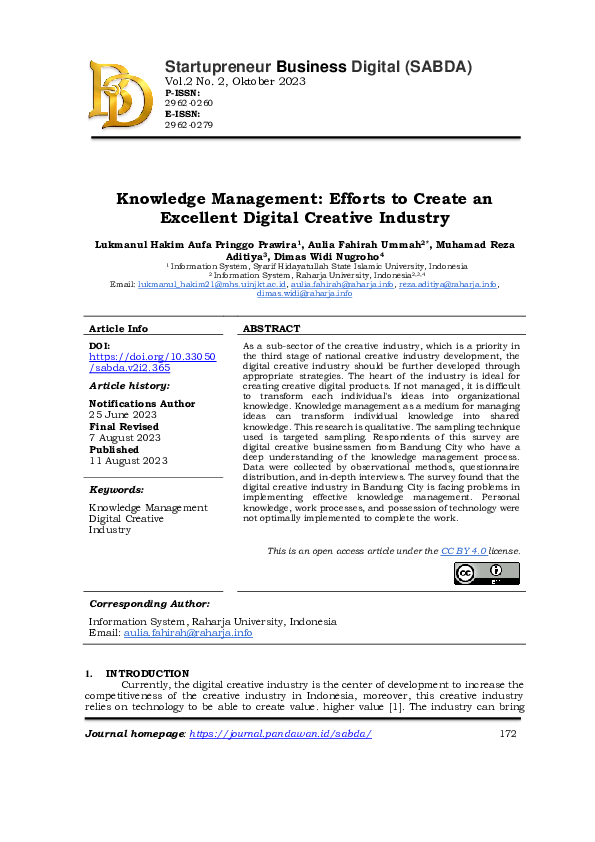 (PDF) Knowledge Management: Efforts to Create an Excellent Digital ...