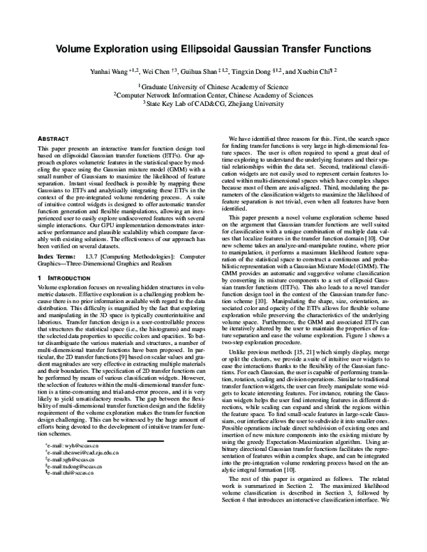 (PDF) Volume exploration using ellipsoidal Gaussian transfer functions