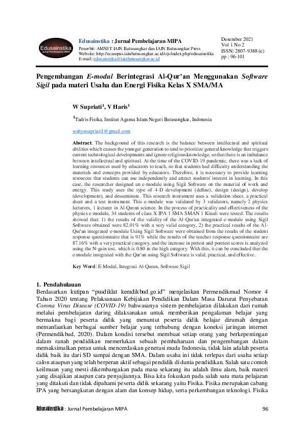 (PDF) Pengembangan E-modul Berintegrasi Al-Qur’an Menggunakan Software Sigil pada materi Usaha ...