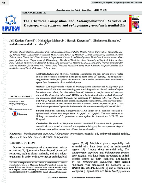 (PDF) The Chemical Composition and Anti-mycobacterial Activities of ...
