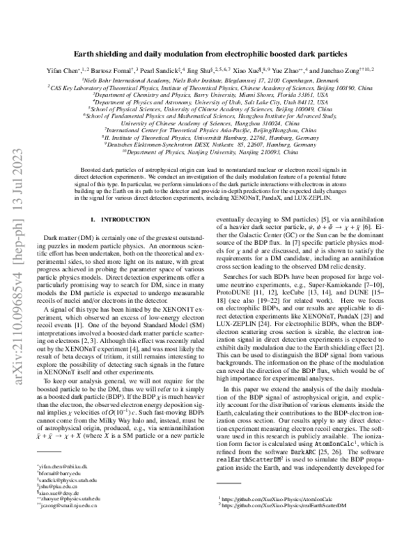(PDF) Earth Shielding and Daily Modulation from Electrophilic Boosted ...