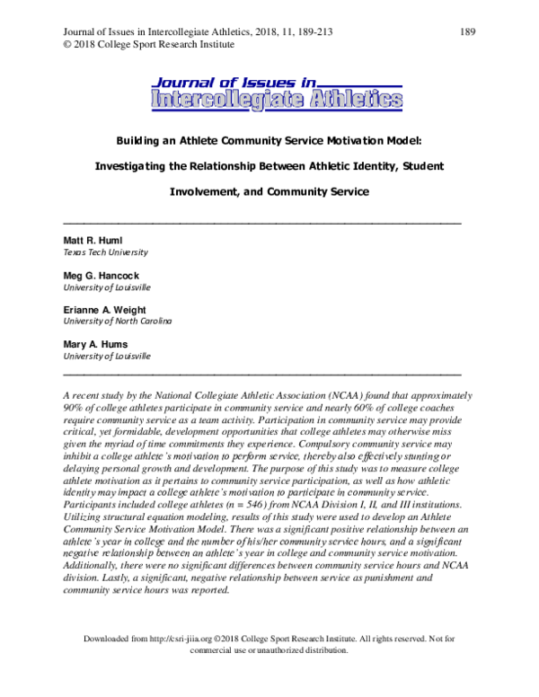 (PDF) Building an Athlete Community Service Motivation Model ...