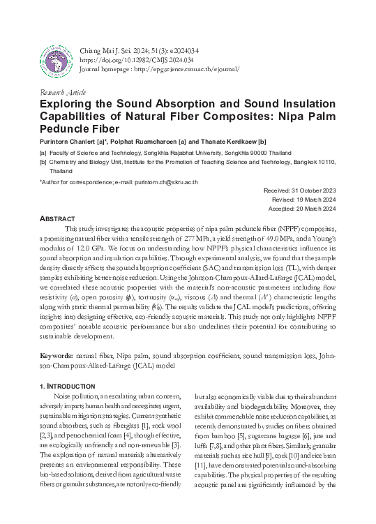 (PDF) Exploring the Sound Absorption and Sound Insulation Capabilities ...