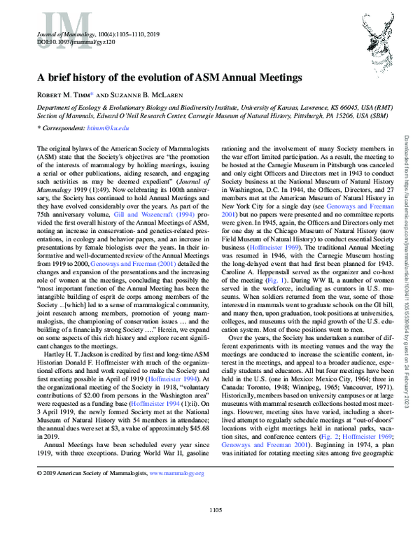(PDF) A brief history of the evolution of ASM Annual Meetings
