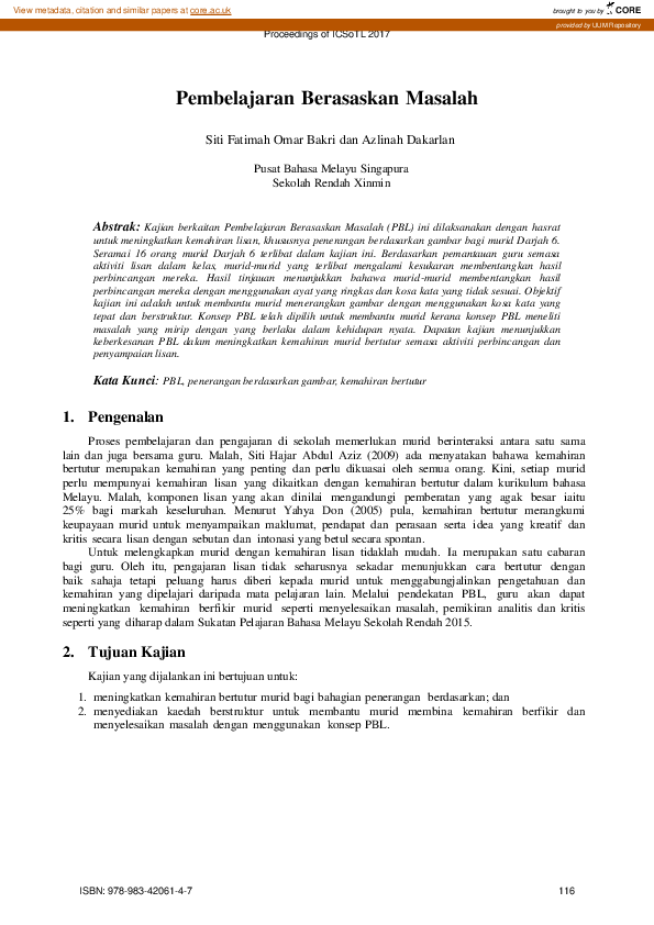 (PDF) Pembelajaran berasaskan masalah