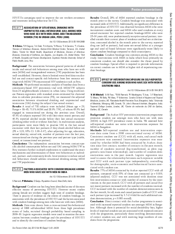 (PDF) P3.418 Factors Associated with Condom Breakage Among Men Who Have ...