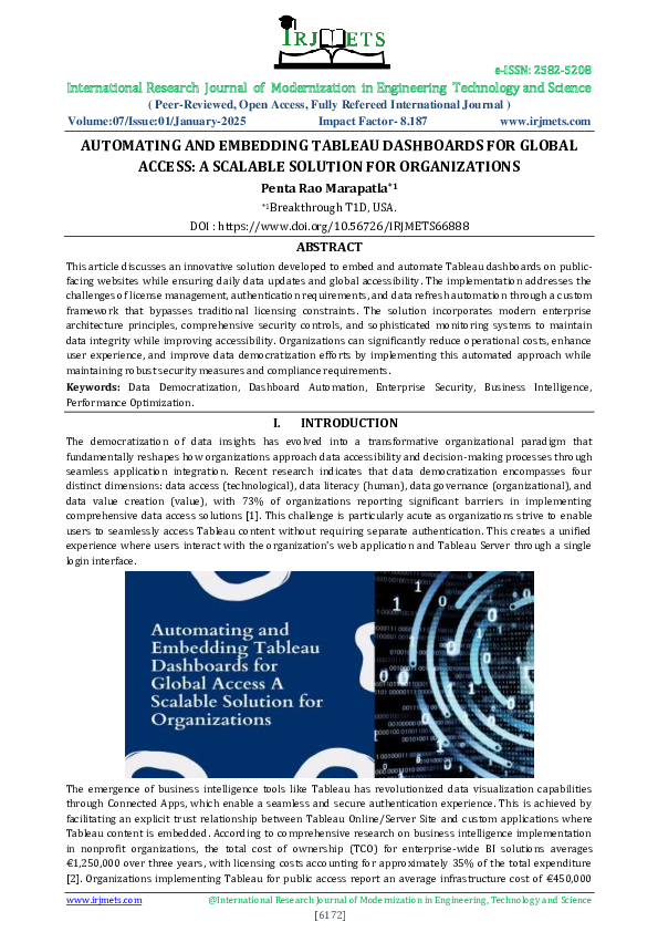 (PDF) AUTOMATING AND EMBEDDING TABLEAU DASHBOARDS FOR GLOBAL ACCESS: A ...