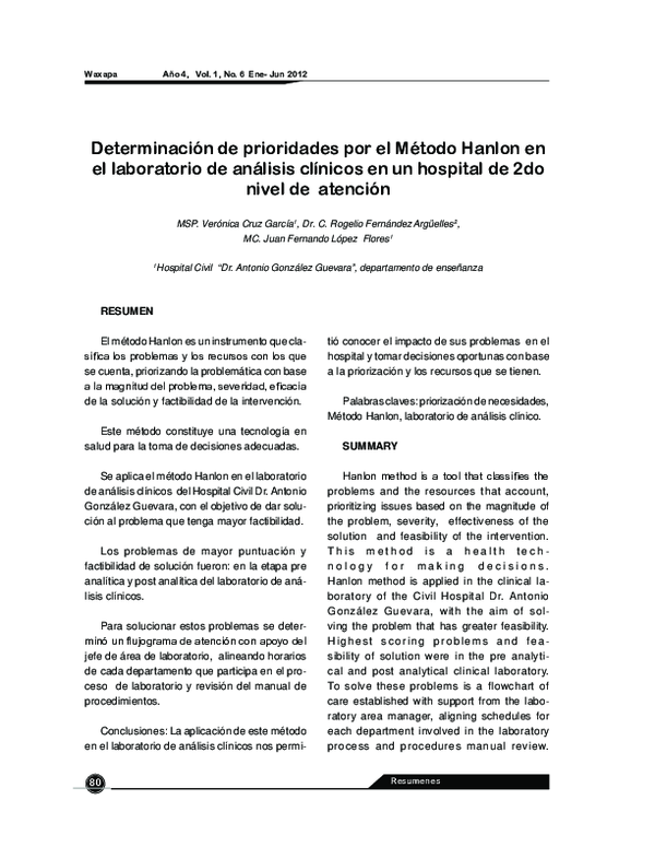 (PDF) Determinación de prioridades por el Método Hanlon en el ...
