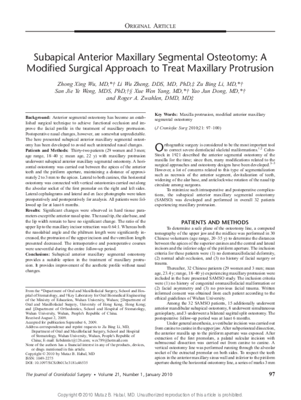 (PDF) Subapical Anterior Maxillary Segmental Osteotomy