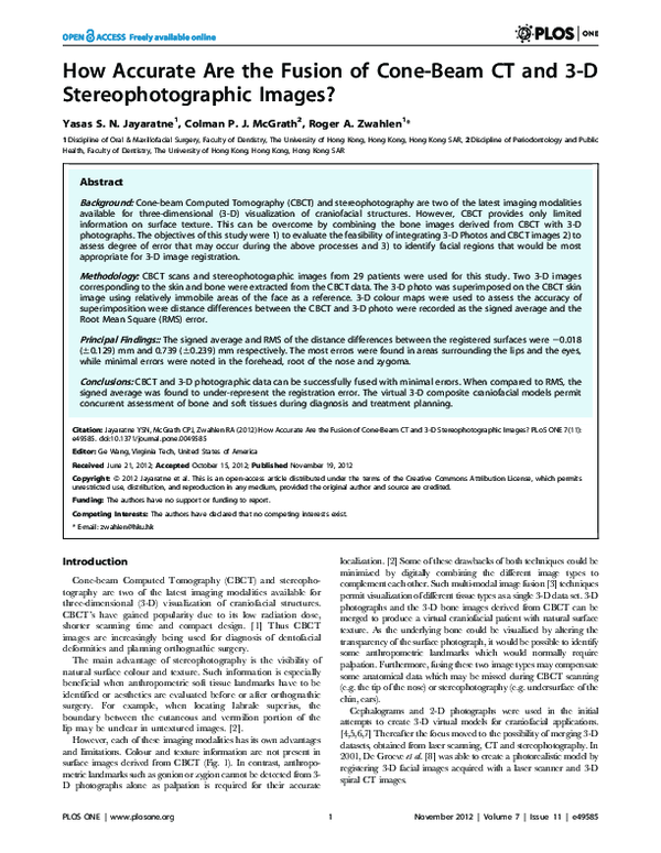 (PDF) How Accurate Are the Fusion of Cone-Beam CT and 3-D ...