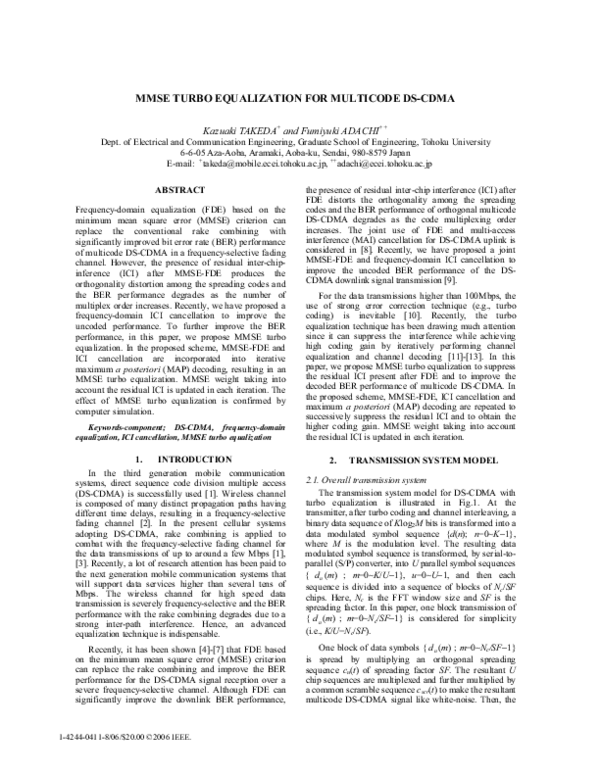 (PDF) MMSE Turbo Equalization for Multicode DS-CDMA