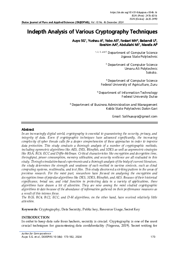 (PDF) Indepth Analysis of Various Cryptography Techniques