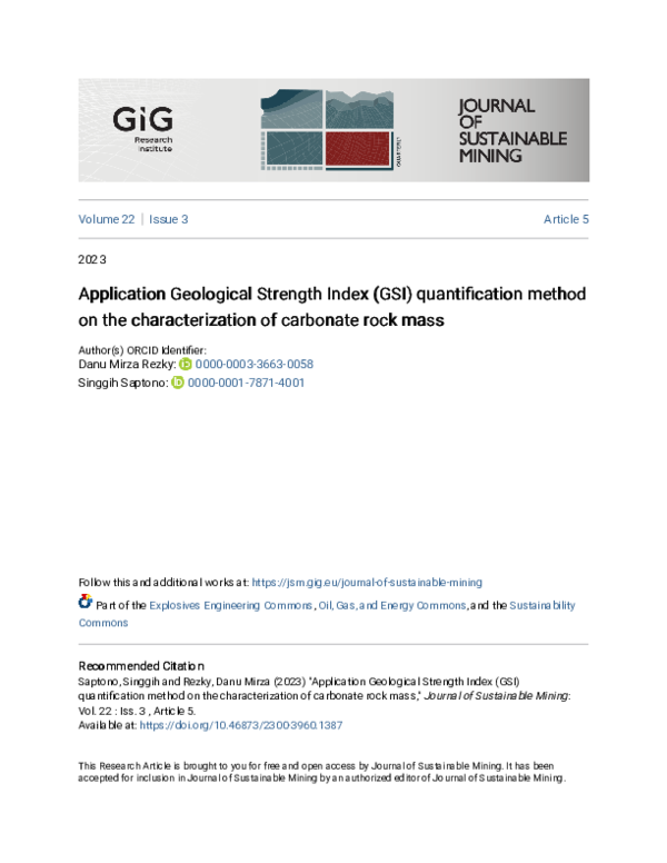 (PDF) Application Geological Strength Index (GSI) quantification method ...