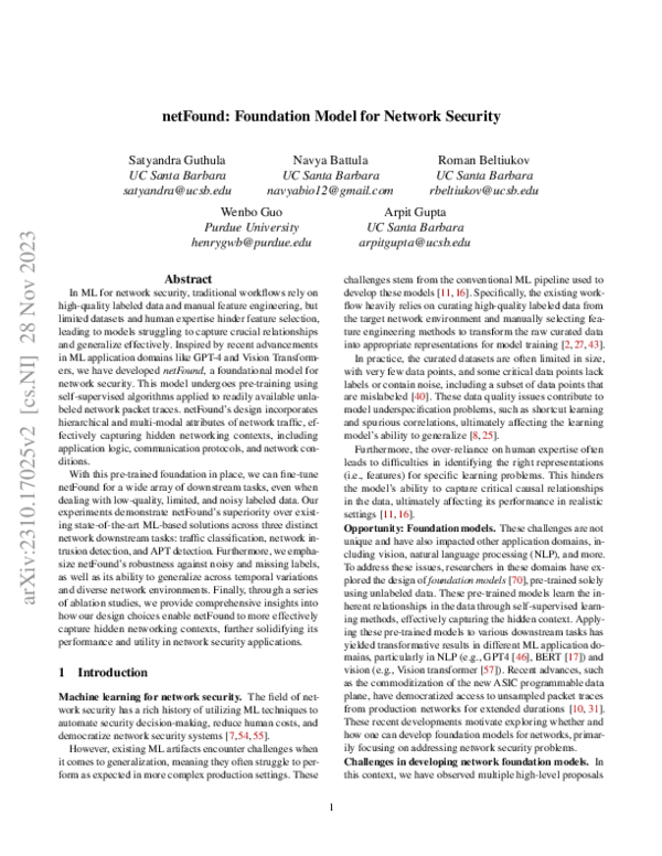 (PDF) netFound: Foundation Model for Network Security