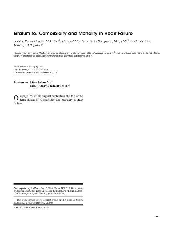 (PDF) Erratum to: Comorbidity and Mortality in Heart Failure