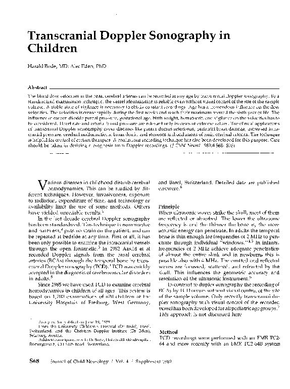 (PDF) Transcranial Doppler Sonography in Children