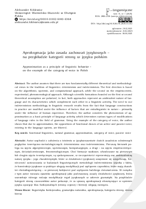(PDF) Approximation as a principle of linguistic behavioron the example ...