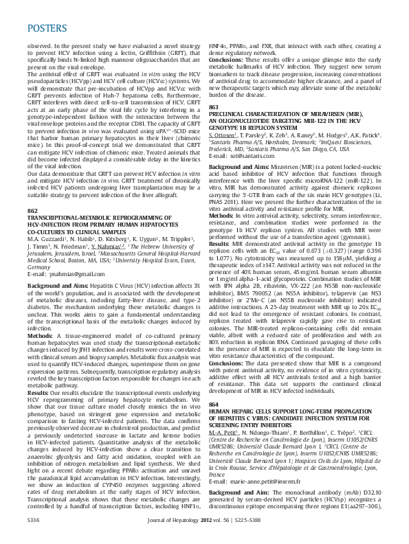 (PDF) 863 Preclinical Characterization of Miravirsen (Mir), an ...