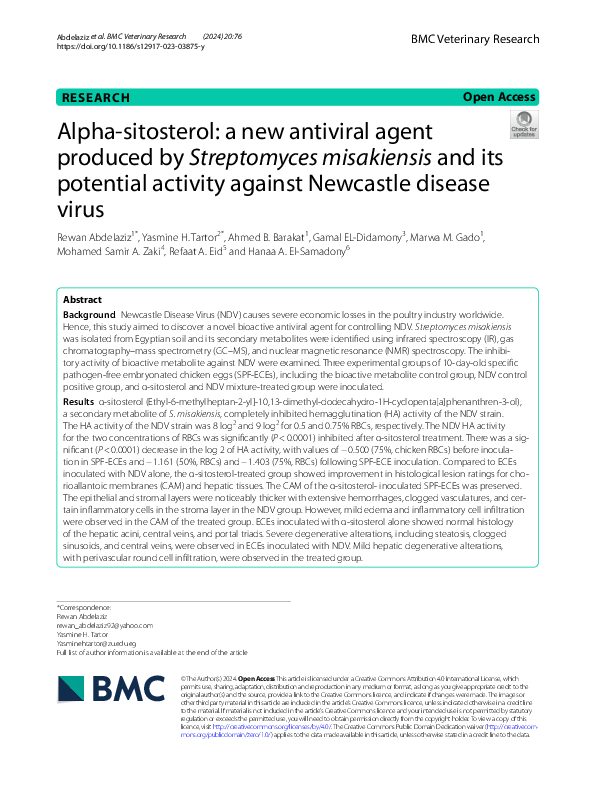(PDF) Alpha-sitosterol: a new antiviral agent produced by Streptomyces ...