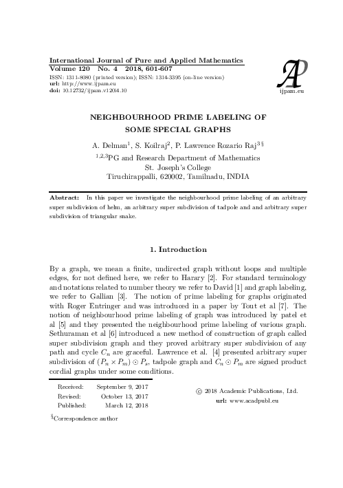 (PDF) Neighbourhood Prime Labeling of Some Special Graphs