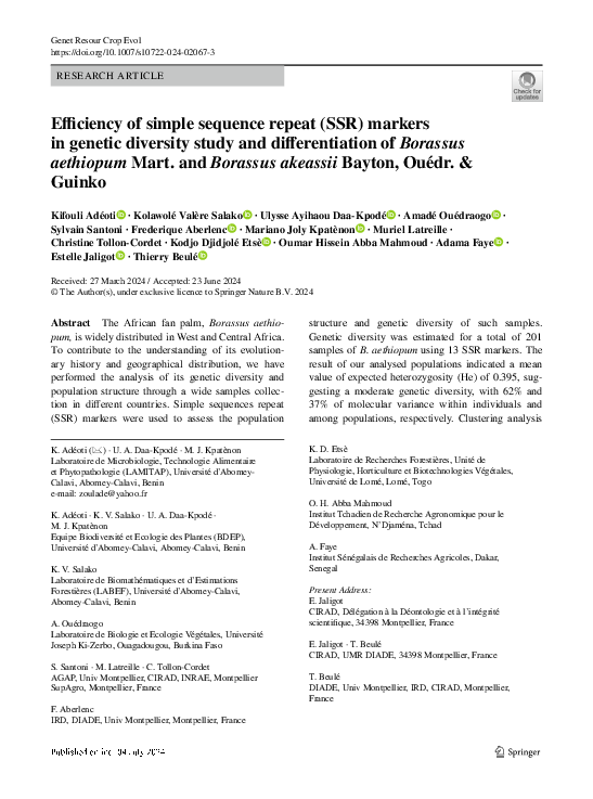 (PDF) Efficiency of simple sequence repeat (SSR) markers in genetic diversity study and ...