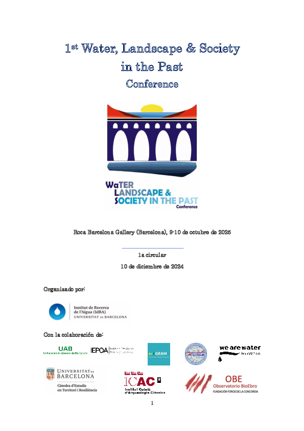 (PDF) 1st Water, Landscape & Society Conference in the Past “WaLS ...