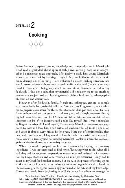 (PDF) Chapter 2 - Participant perception: learning to cook (Food and ...