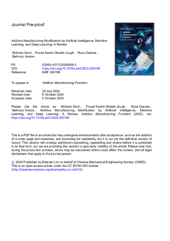 (PDF) Additive manufacturing modification by artificial intelligent ...