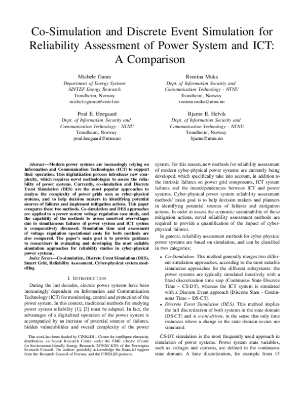 Pdf Co Simulation And Discrete Event Simulation For Reliability