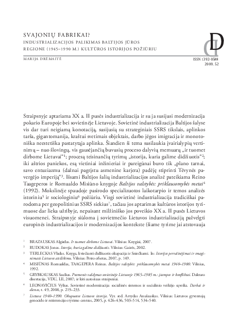 (PDF) Svajonių fabrikai? : industrializacijos palikimas Baltijos jūros ...