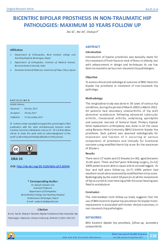 (PDF) Bicentric Bipolar Prosthesis in Non-Traumatic Hip Pathologies ...