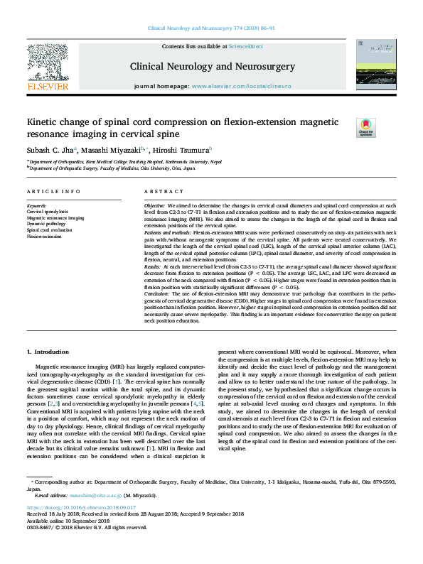 (PDF) Kinetic change of spinal cord compression on flexion-extension magnetic resonance imaging ...