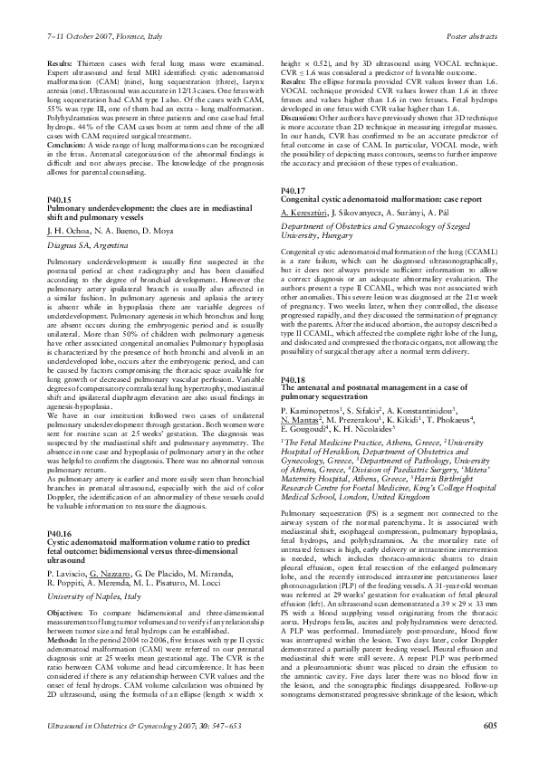 (PDF) P40.17: Congenital cystic adenomatoid malformation: case report