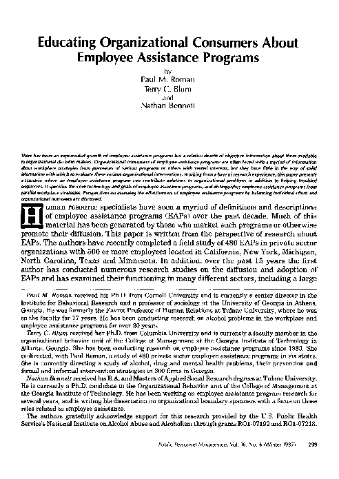 (PDF) Educating Organizational Consumers about Employee Assistance Programs