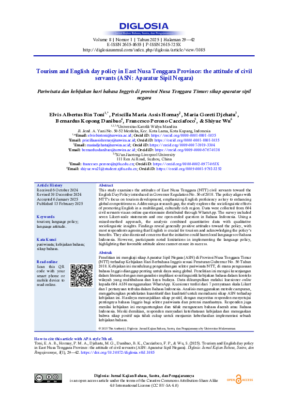 (PDF) Tourism and English Day Policy in East Nusa Tenggara Province ...