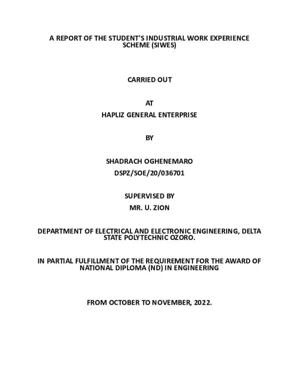 (PDF) Siwes report