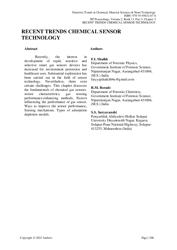 (PDF) RECENT TRENDS CHEMICAL SENSOR TECHNOLOGY