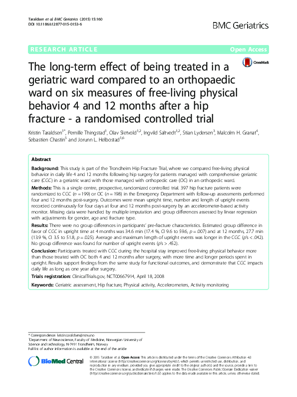 (PDF) The long-term effect of being treated in a geriatric ward ...