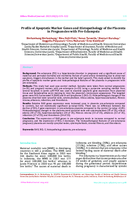 (PDF) Profile of Apoptotic Marker Genes and Histopathology of the ...