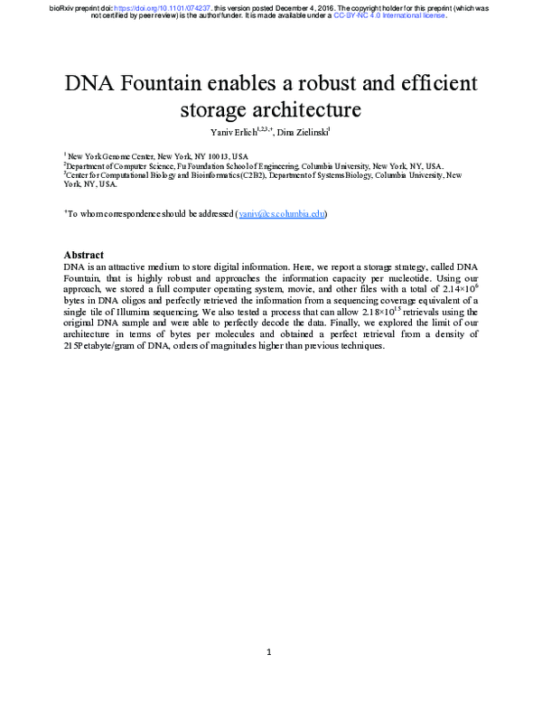 (PDF) Capacity-approaching DNA storage