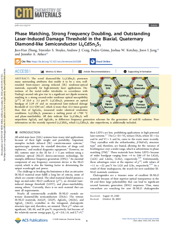 (PDF) Phase Matching, Strong Frequency Doubling, and Outstanding Laser-Induced Damage Threshold ...
