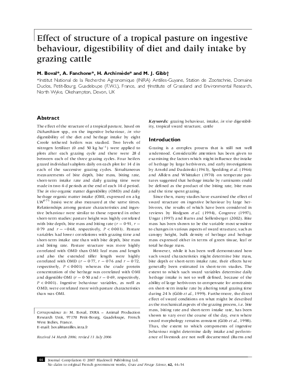(PDF) Effect of structure of a tropical pasture on ingestive behaviour ...
