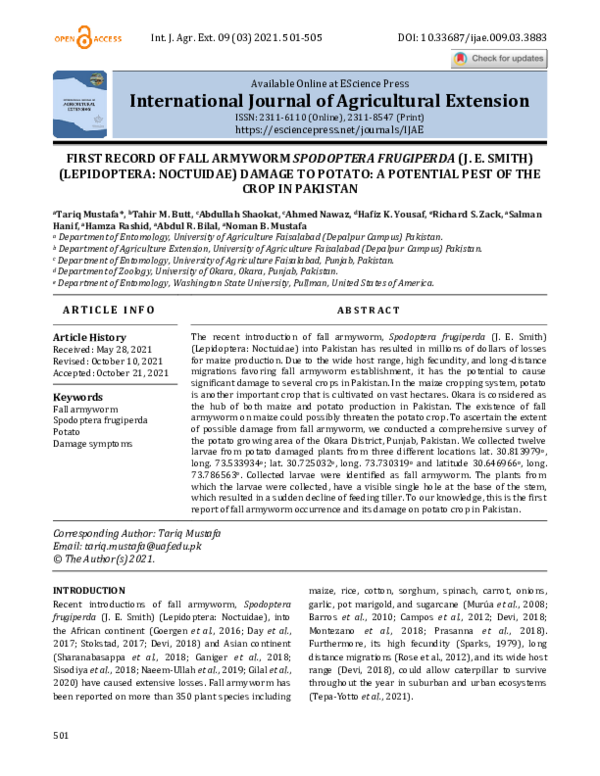 (PDF) First record of fall armyworm Spodoptera frugiperda (J. E. Smith ...